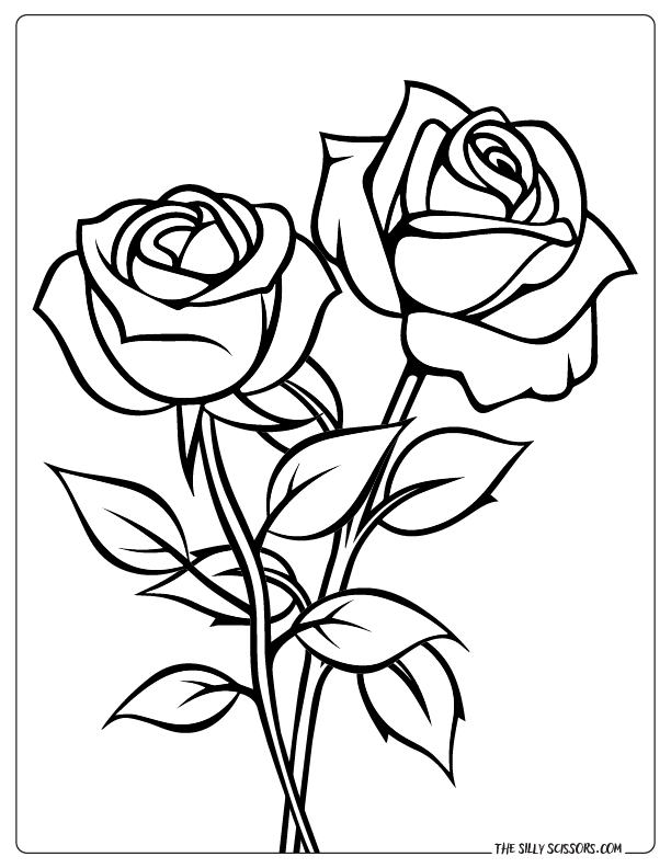 Simple Rose Outline Coloring Pages